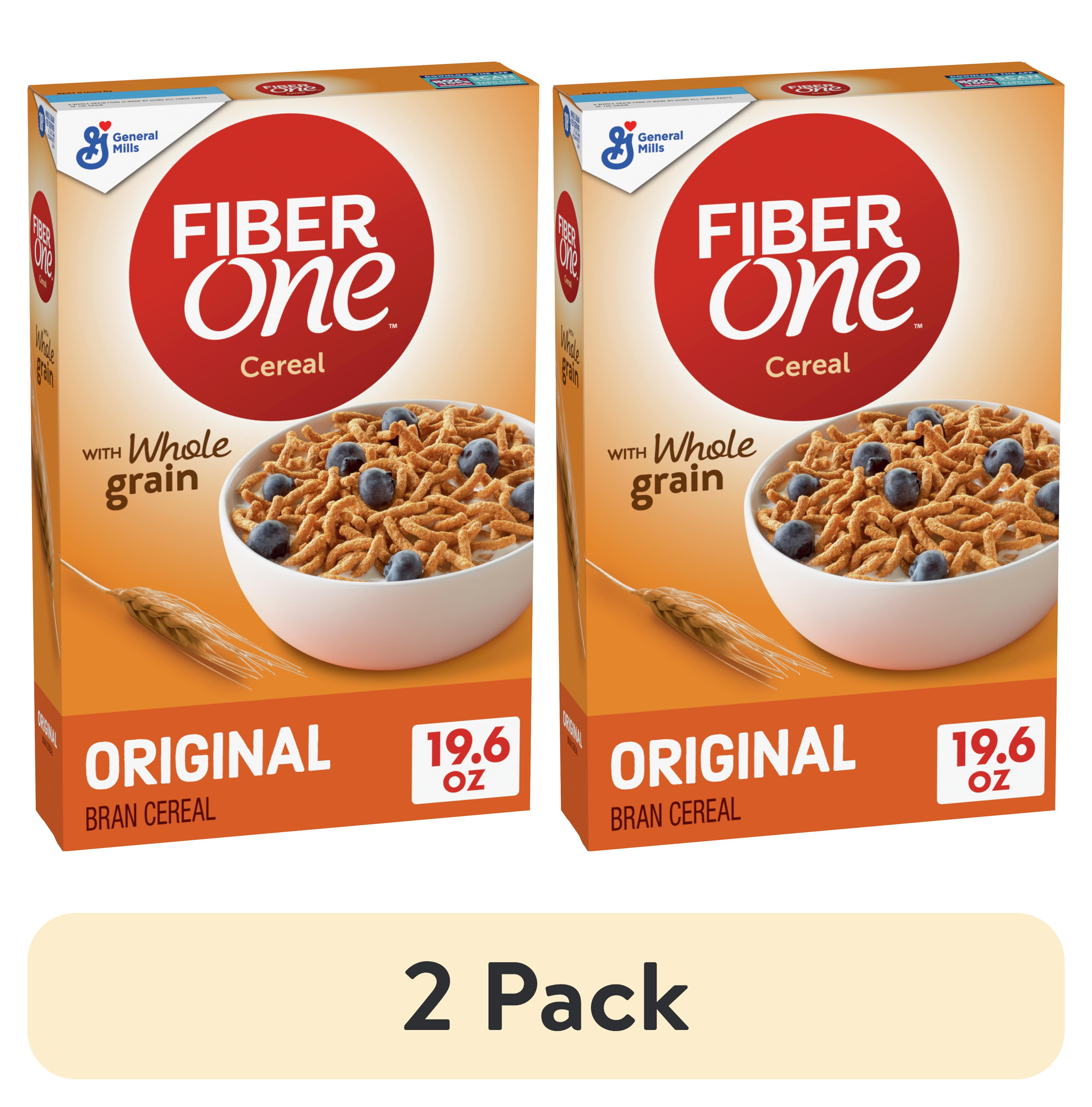 (2 pack) Fiber One Cereal, Original Bran, High Fiber Cereal Made with Whole Grain, 19.6 oz ...