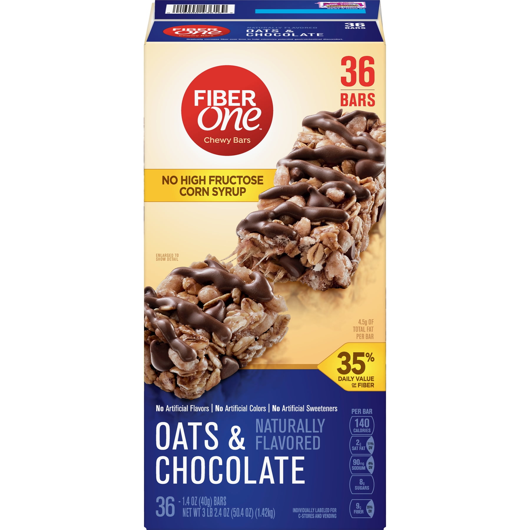 Fiber One Oatmeal, Oats and Chocolate Chewy Bars, 50.4 oz - Walmart.com