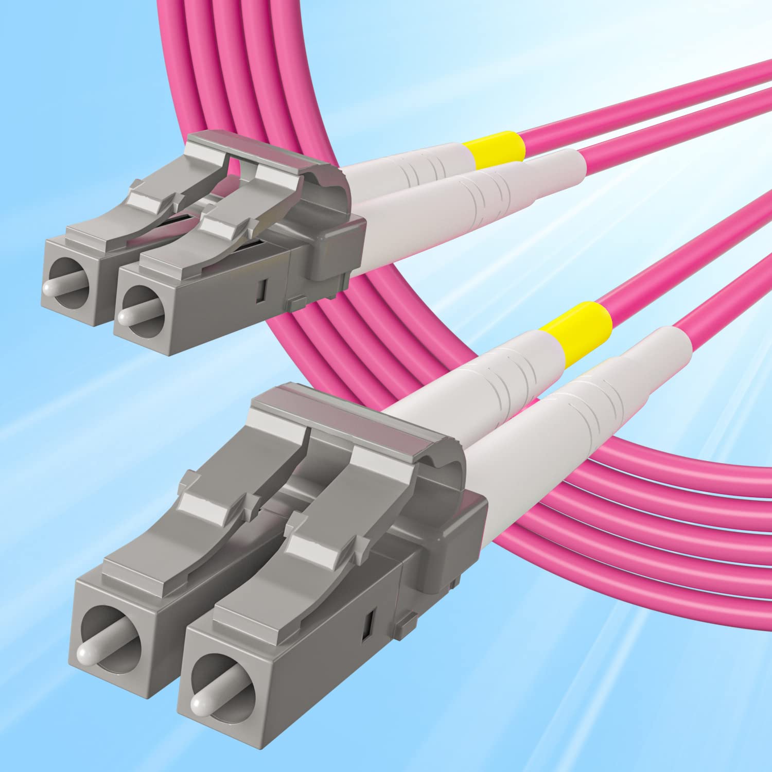 Fiber Patch Cable - 𝗟𝗖 𝘁𝗼 𝗟𝗖 𝗢𝗠𝟰 10Gb/Gigabit Multi-Mode Jumper Duplex ...