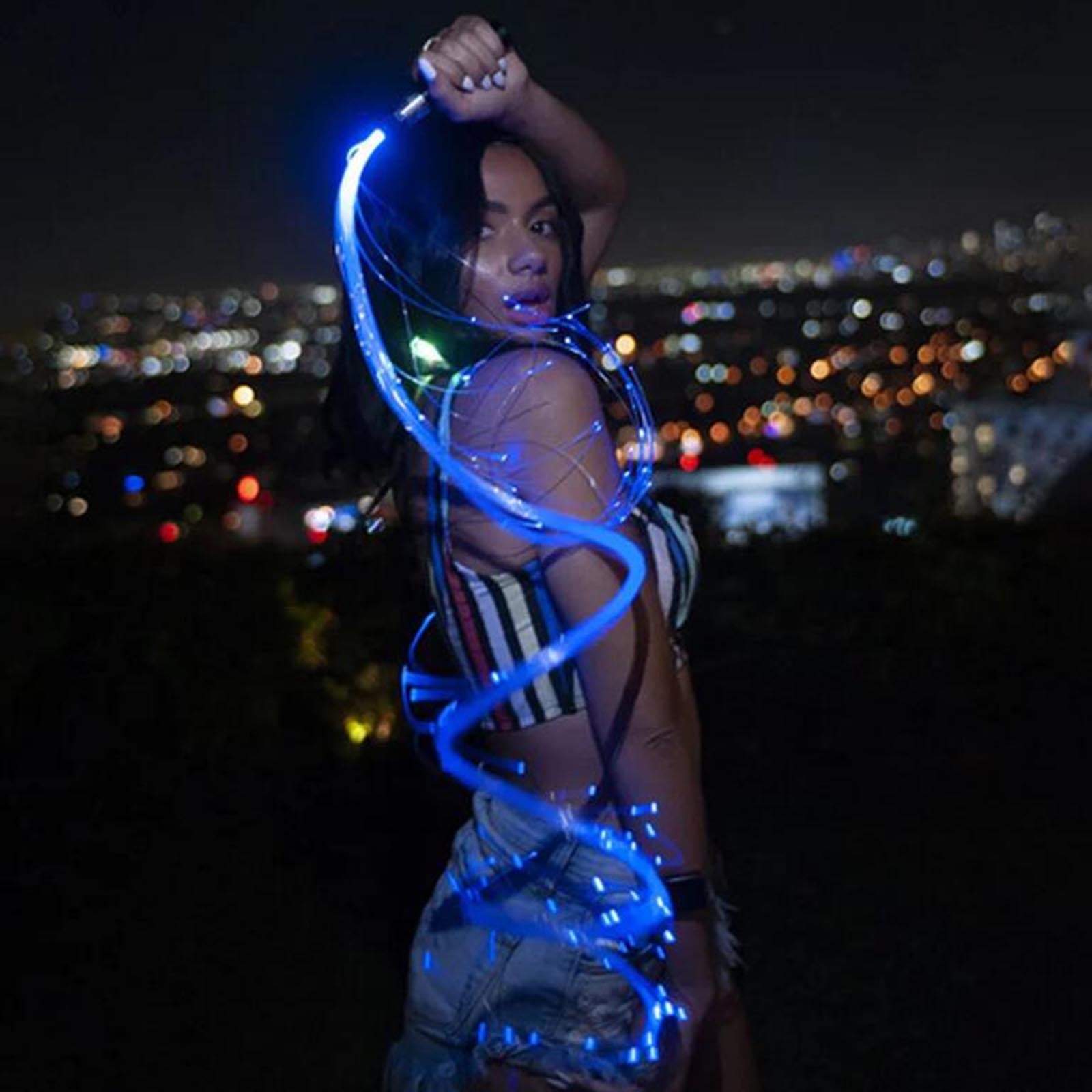 Fiber Pixel Whip Light, Black Handle Fiber Whip Optical LED Flash Rope Light Dance Props Swing ...