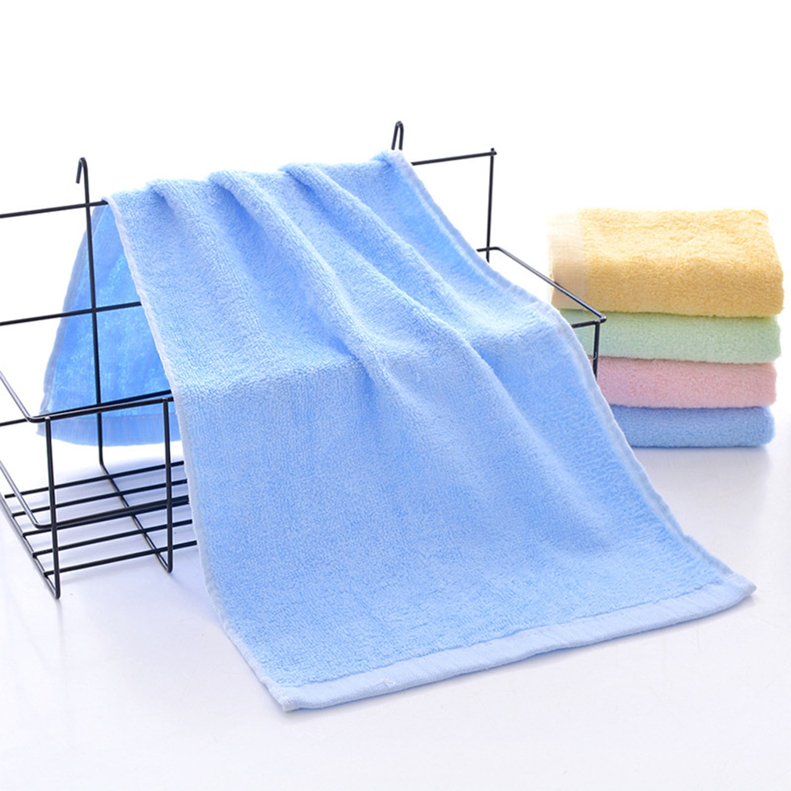 Fiber Solid Color Soft Absorbent Bath & Face 60x30cm 1 Pack Yellow Blue ...