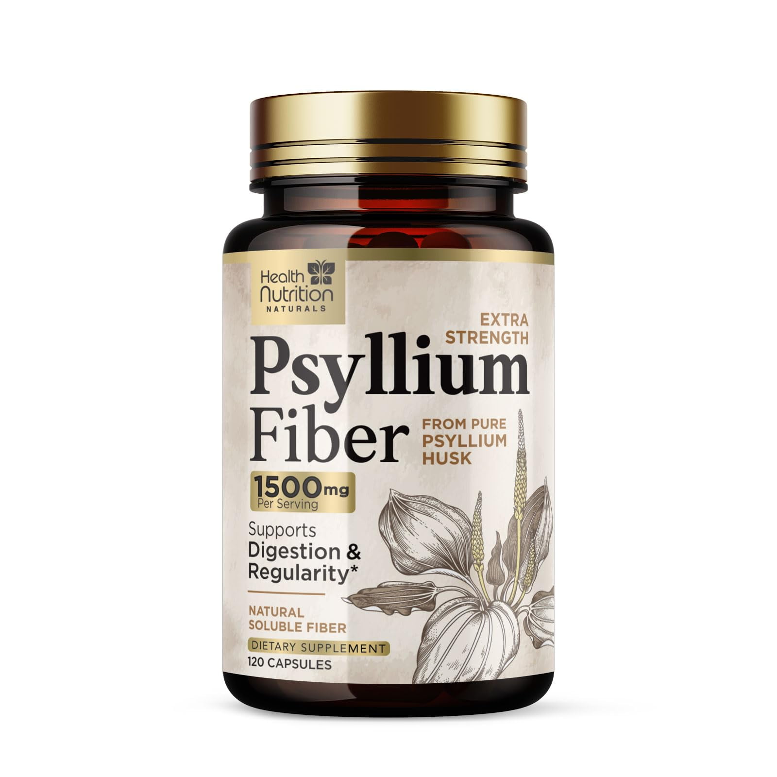 Fiber Supplement, Psyllium Husk Fiber Capsules 1500mg - Daily Fiber ...