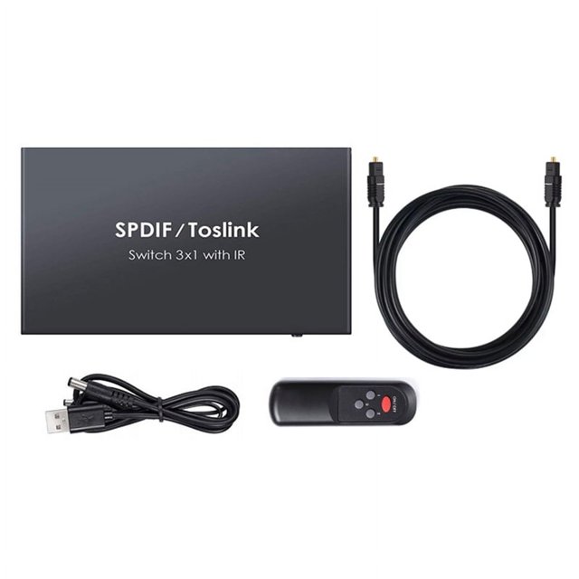 Fiber Switcher Spdif Toslink Optical Digital Audio Splitter Out with IR ...