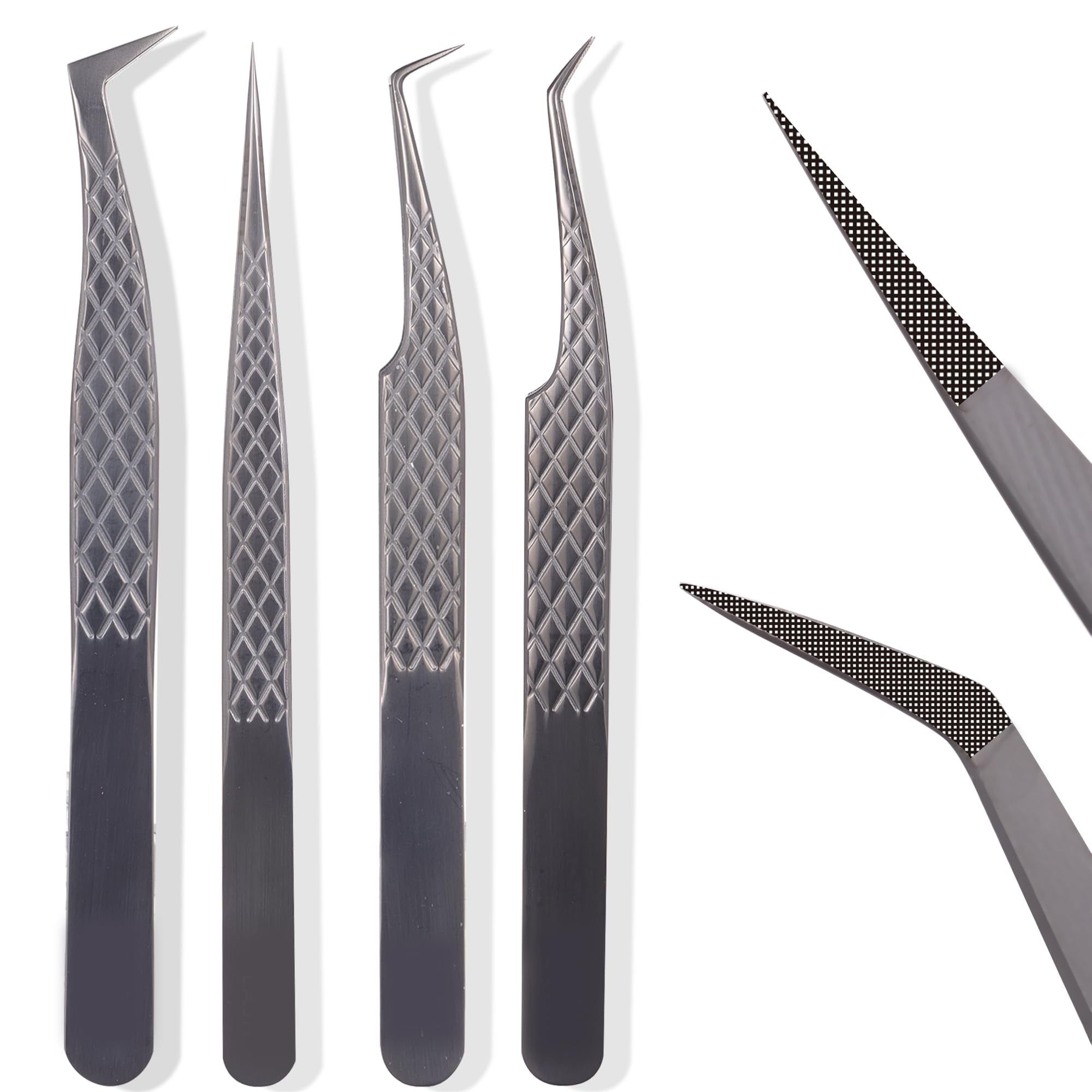 Fiber Tip Lash Tweezers For Eyelash Extension 4 Pcs Tweezers ...