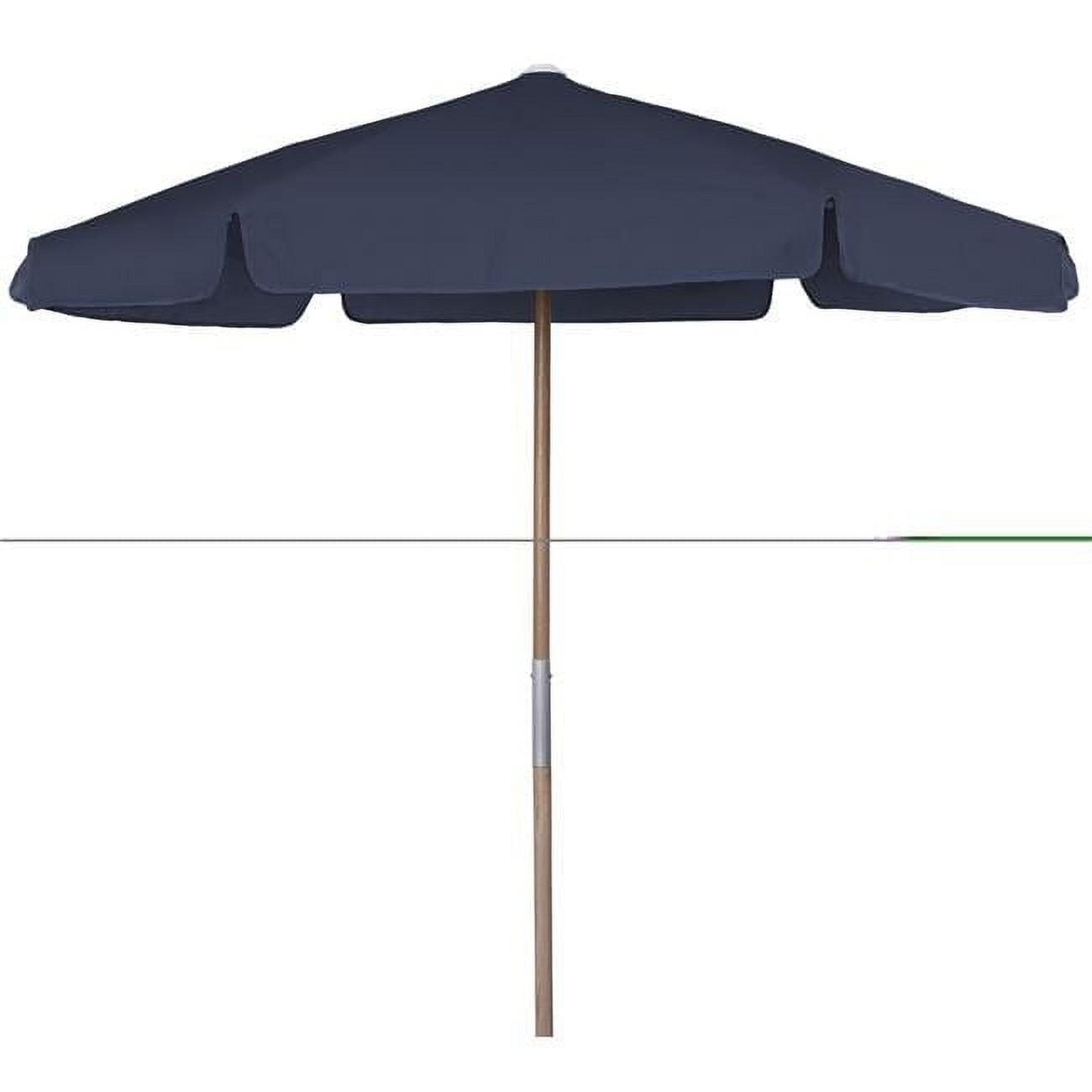 Fiberbuilt Home 7.5 ft. Hex Beach Umbrella 6 Rib Push Up Natural Oak with Navy Blue Vinyl Coated ...