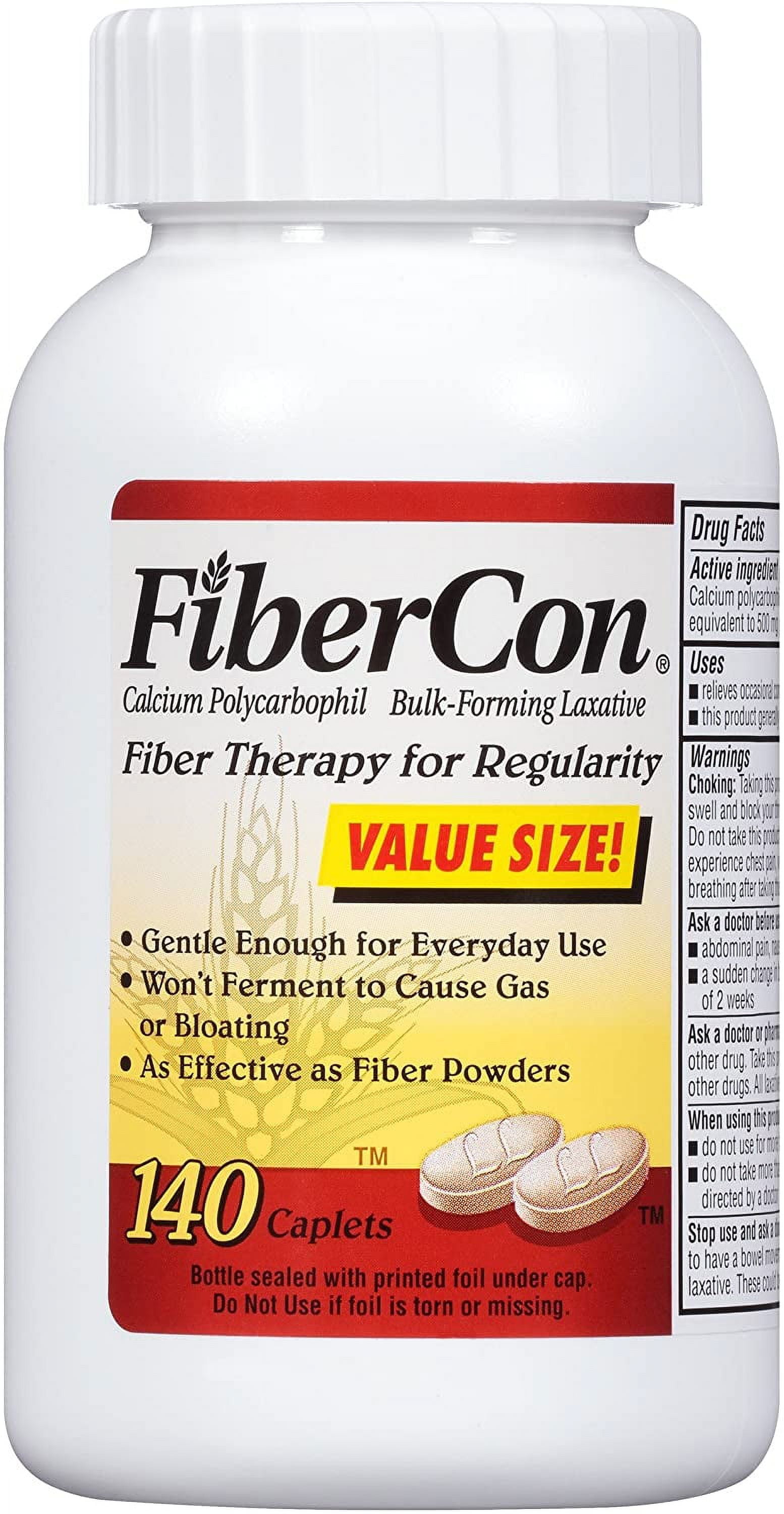 Fibercon (140-Count Caplets) Fiber Therapy for Regularity with Calcium ...