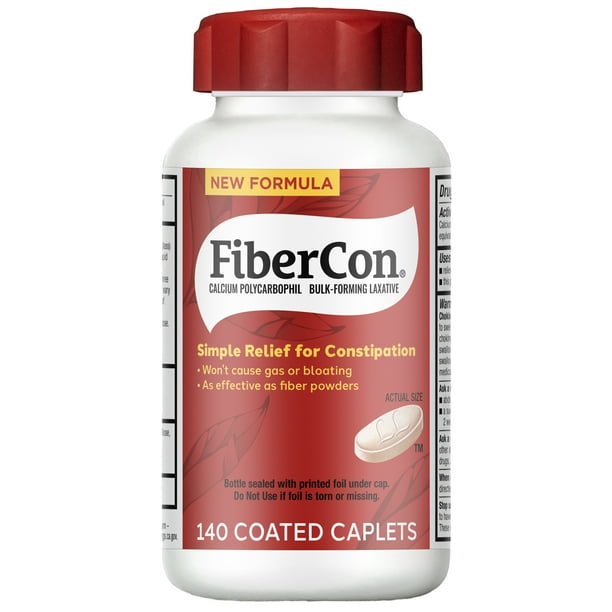 FiberCon Fiber Therapy Coated Caplets, Constipation Relief with No Gas ...