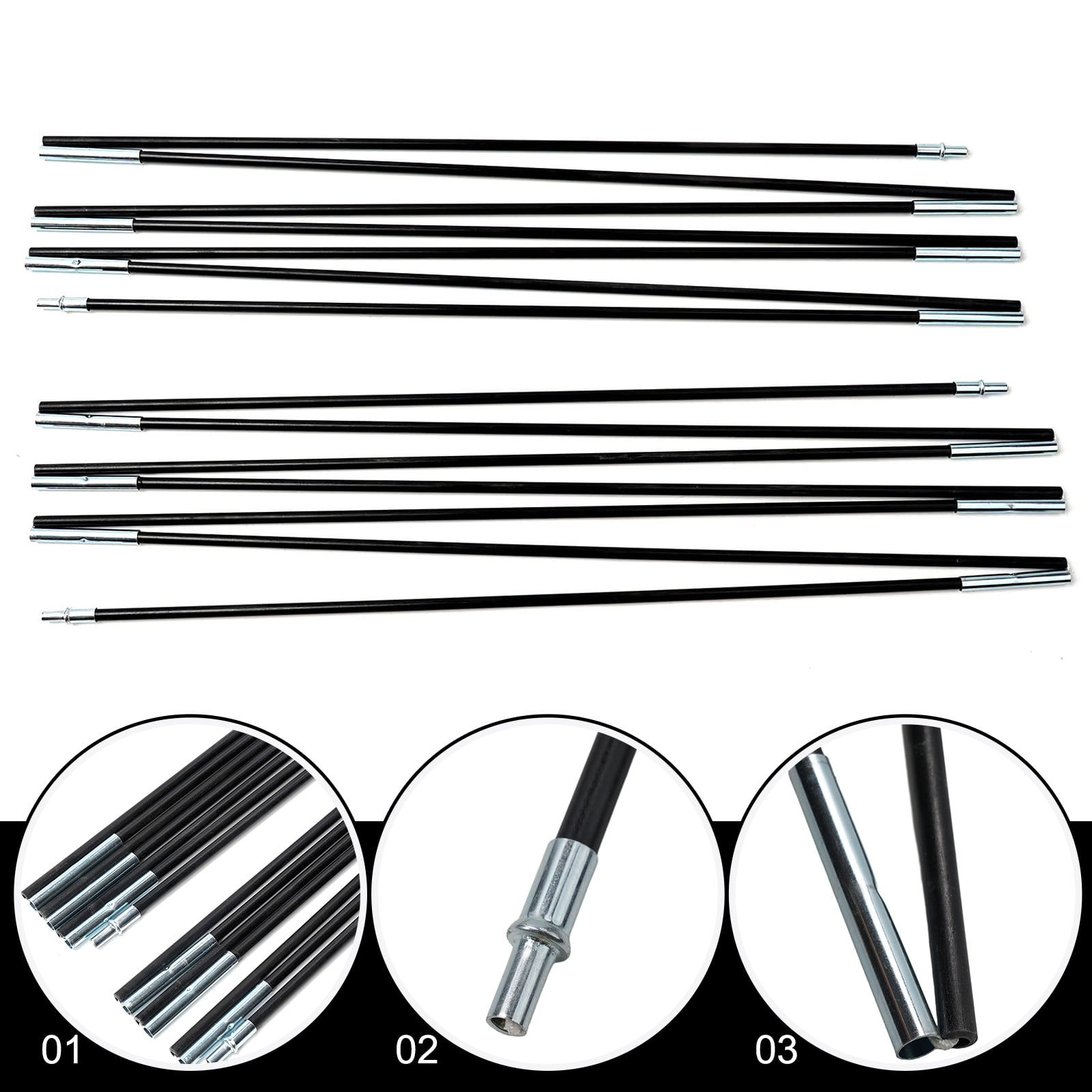 Fiberglass Camping Tent Pole Bars Outdoor Support Rods Awning Frames ...