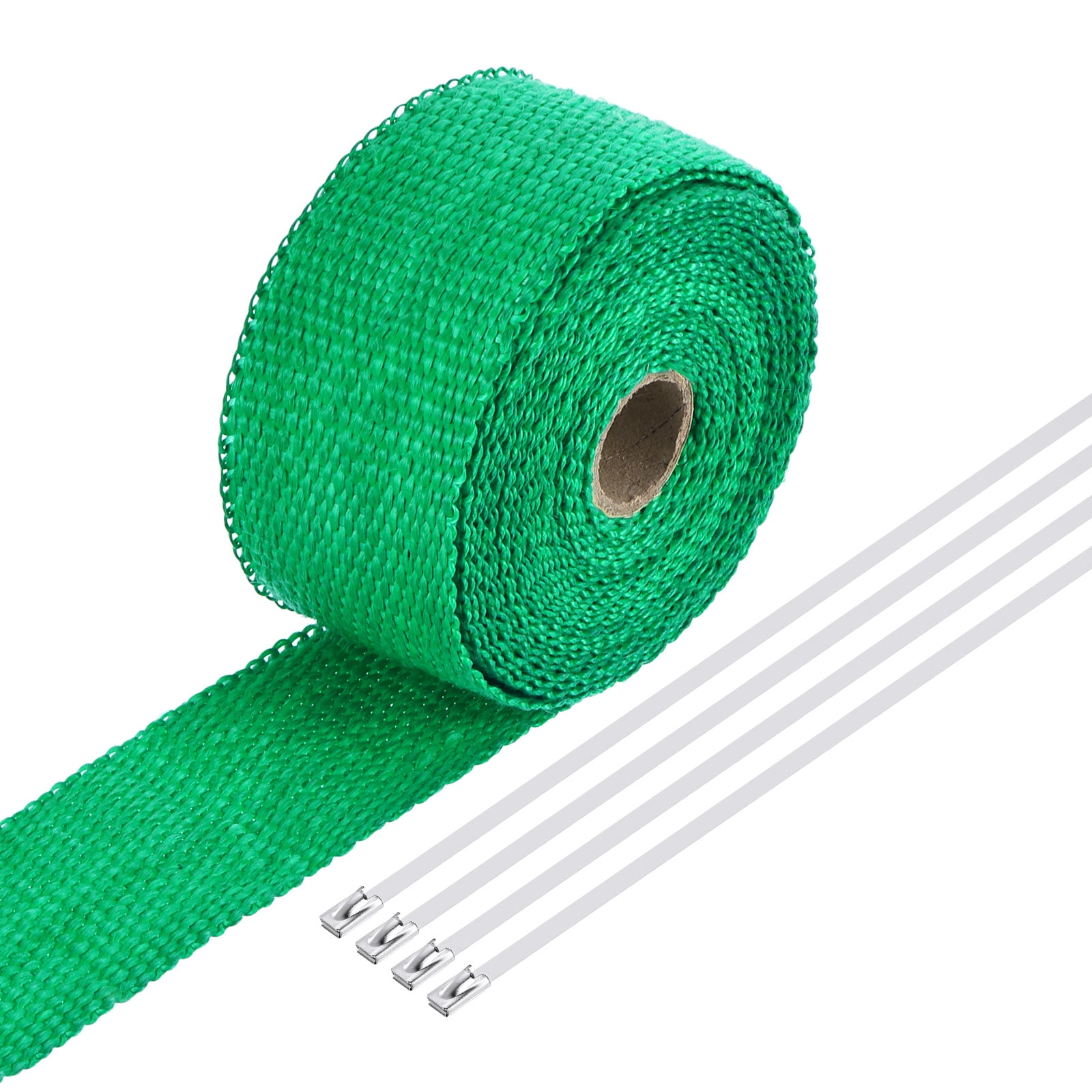 Fiberglass Exhaust Wrap Tape, 2" x 16' Green Header Heat Wrap with 4 ...