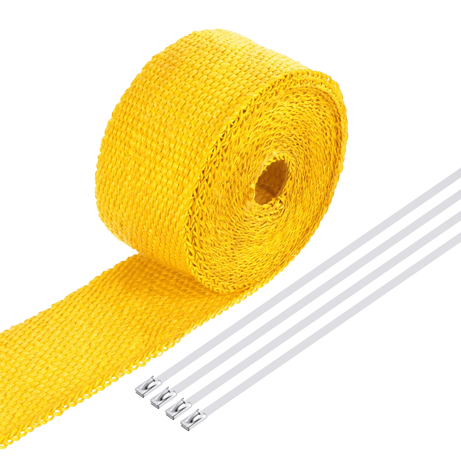 Fiberglass Exhaust Wrap Tape, 2" x 16' Yellow Header Heat Wrap with 4 ...