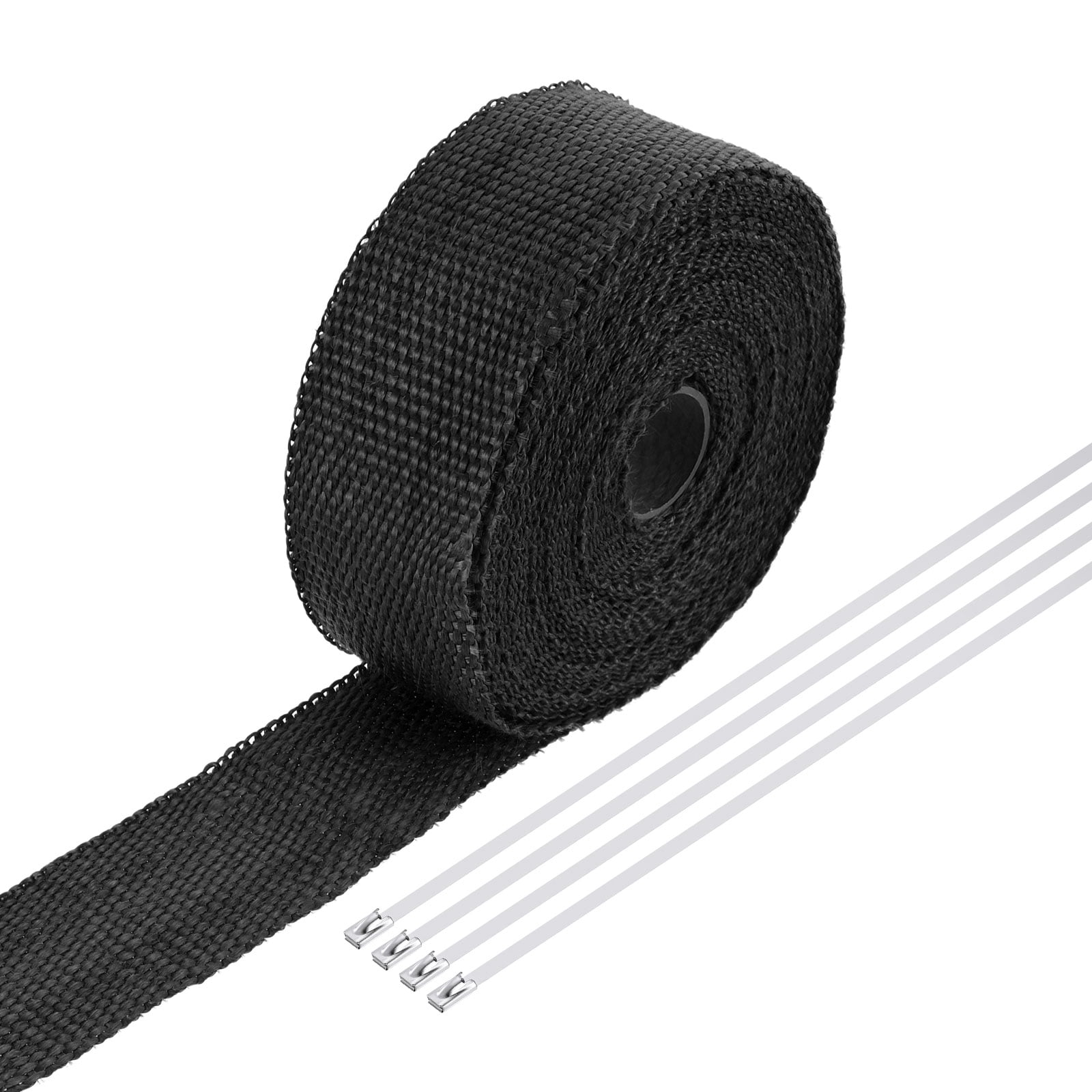 Fiberglass Exhaust Wrap Tape,2" x 33' Black Header Heat Wrap with 4 ...