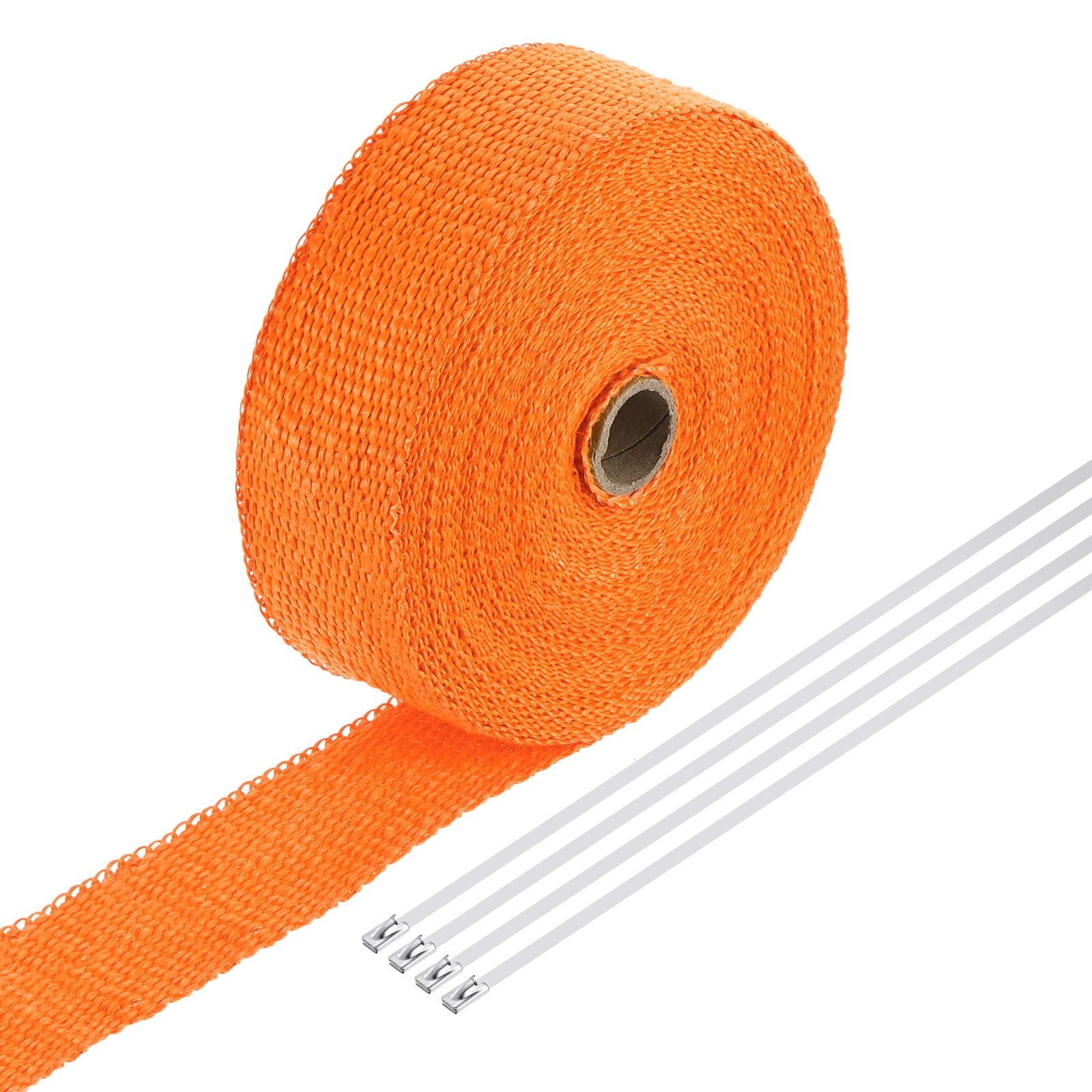 Fiberglass Exhaust Wrap Tape, 2" x 50' Orange Header Heat Wrap with 4 ...