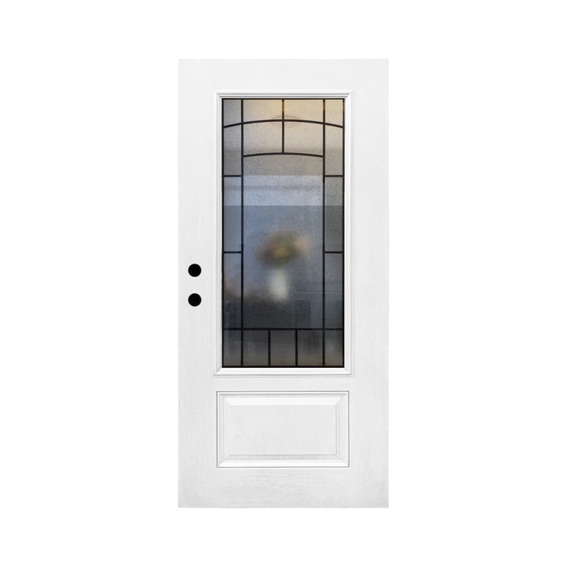 Fiberglass Front Entry Door Slab, 3/4 Decorative Glass, Prime White ...