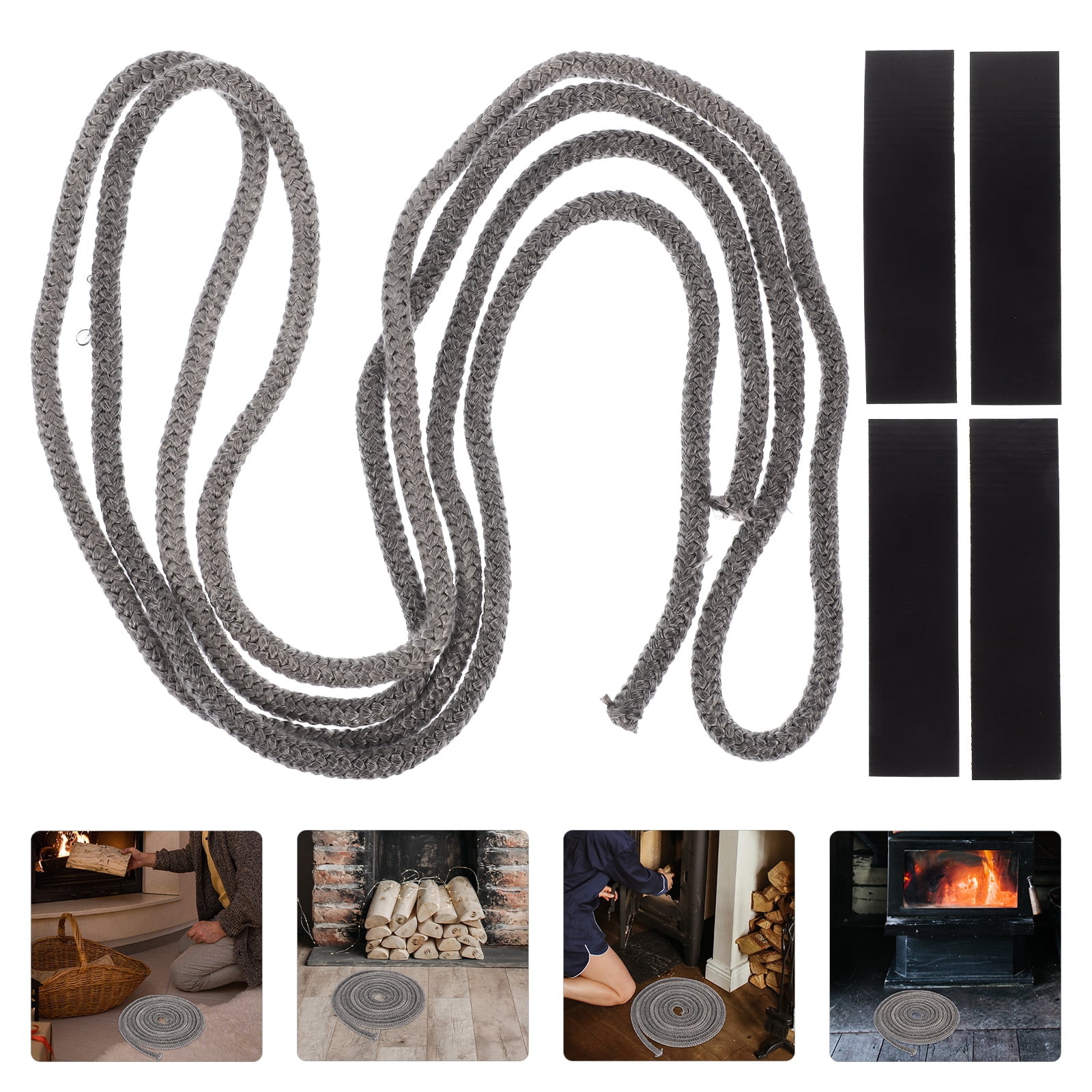 Amosfun Wood Stove Door Fiberglass Rope Seal Black Heat Resistant for ...