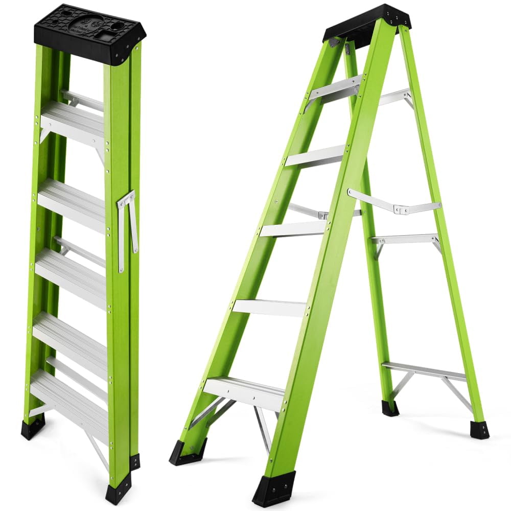 Fiberglass Step Ladder 5 Step, 500 lbs Capacity Type Single-Sided ...