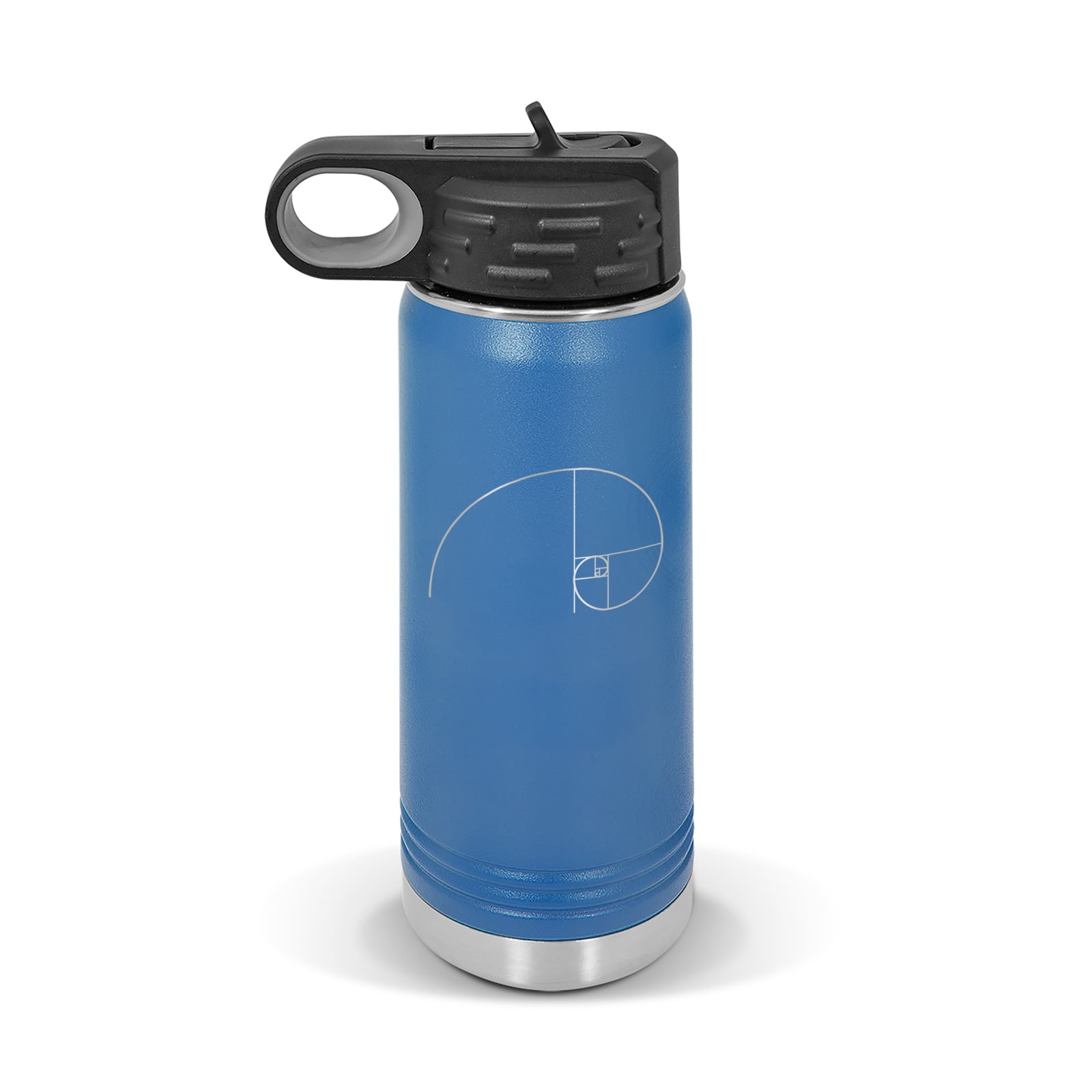 Fibonacci Golden Spiral Water Bottle 20 oz - Laser Engraved w/ Flip Top ...