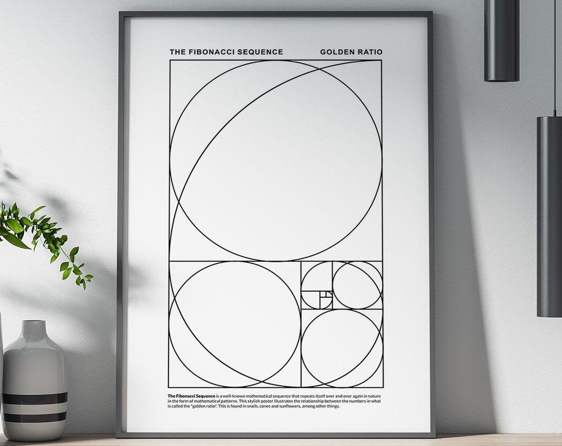 The Fibonacci Sequence Poster, Poster Print, Wall Decor, Mathematical Art, Geometric Art ...