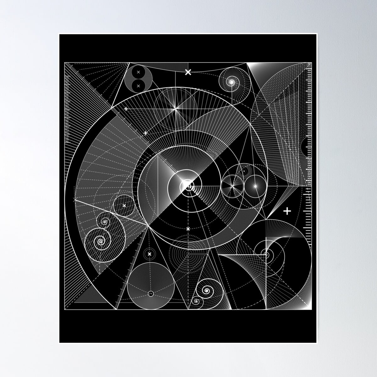 Fibonacci Sequence, Spiral, Sacred Geometry Design Poster Wall Art ...