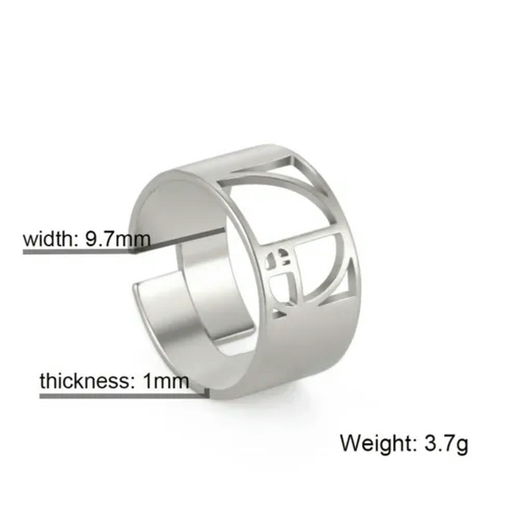 Fibonacci Spiral Golden Ratio Rings Sacred Math Stainless Steel Jewelry ...