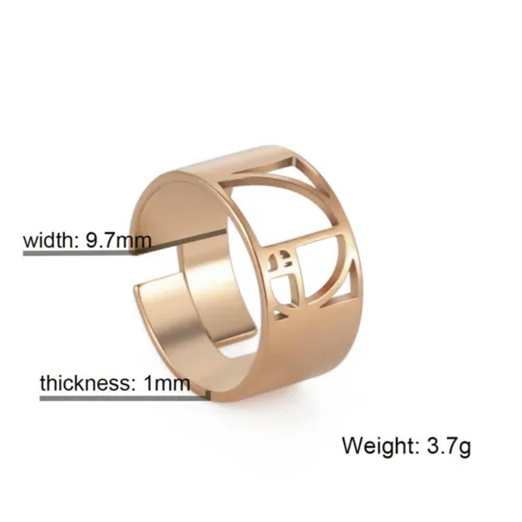 Fibonacci Spiral Golden Ratio Rings Sacred Math Stainless Steel Jewelry ...