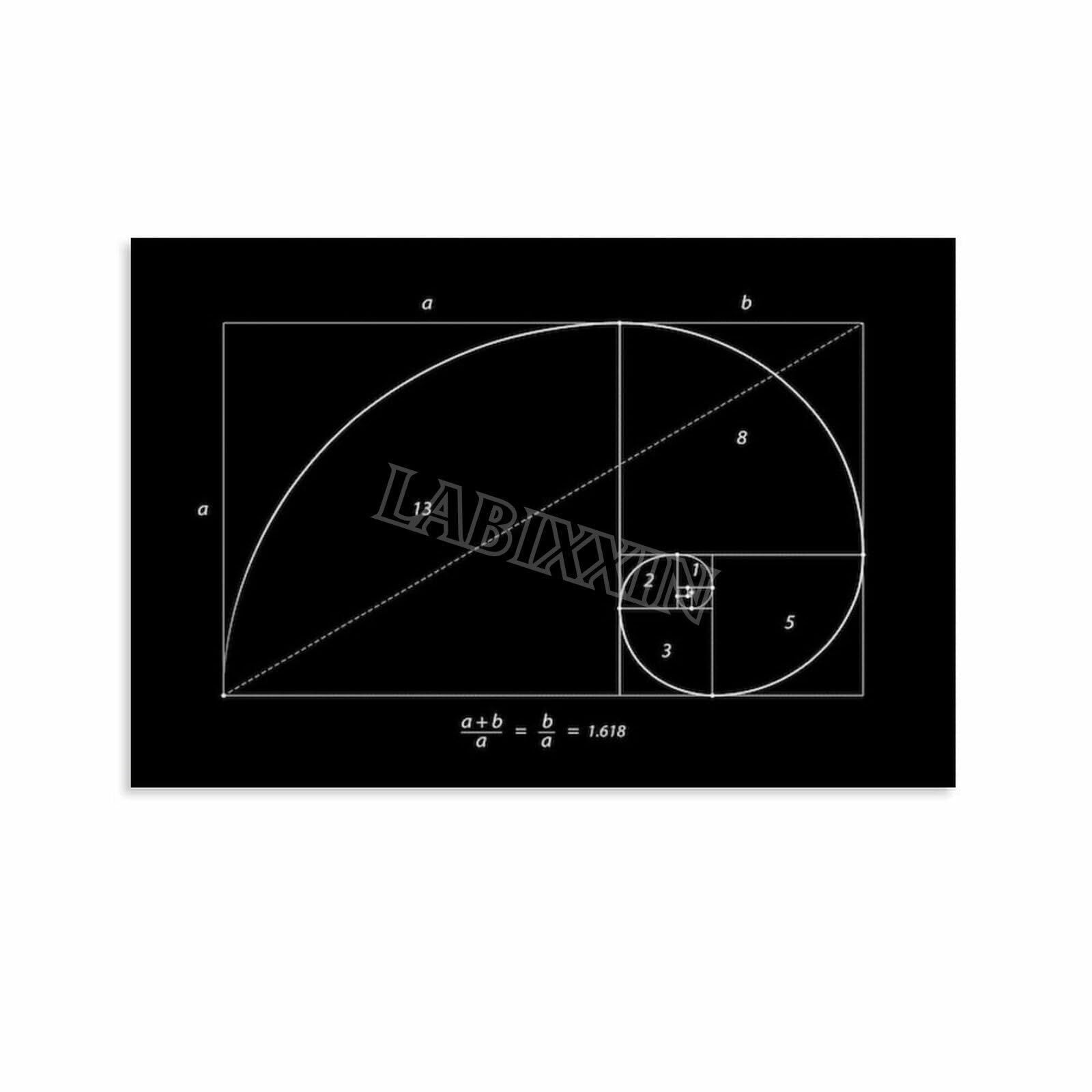 Fibonacci Spiral Poster Golden Ratio Sacred Geometry Print Poster (2 ...