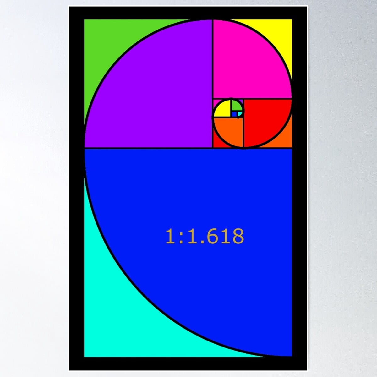 Fibonacci Spiral Poster Wall Art, Modern Wall Decor For Living Room ...