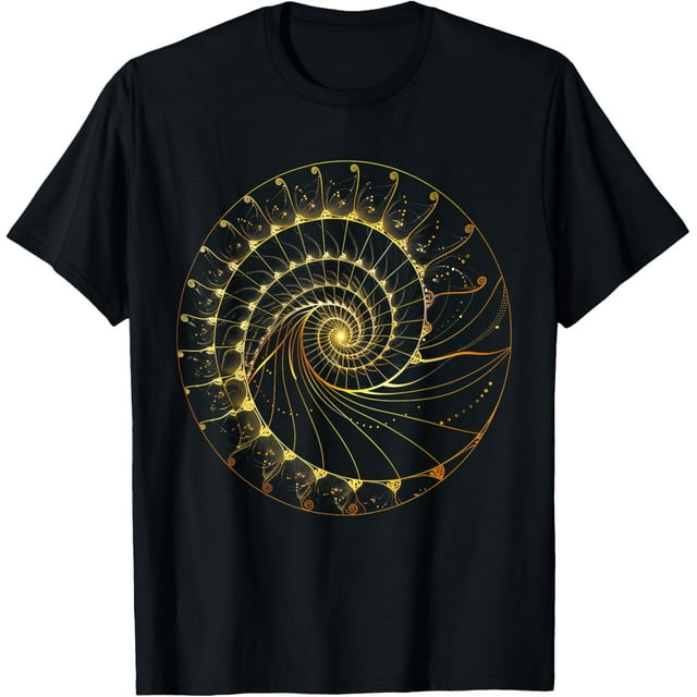 Fibonacci Spiral Ratio Math Mathematician Sacred Geometry T-ShirtMen and women can wear, black T ...