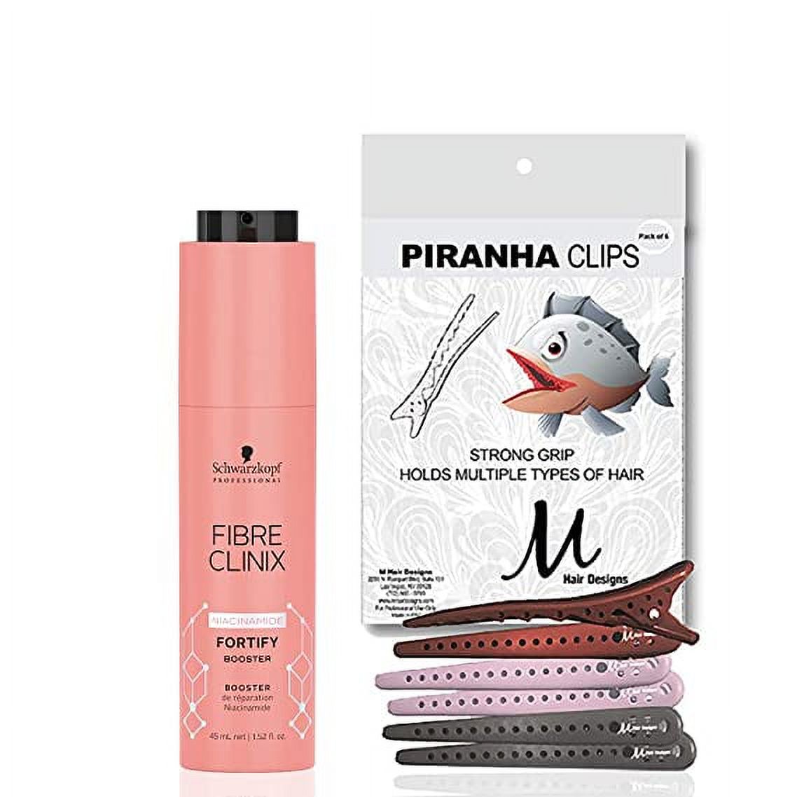 Fibre Clinix Fortify Booster 1.52 oz and M Hair Designs Piranha Clips ...