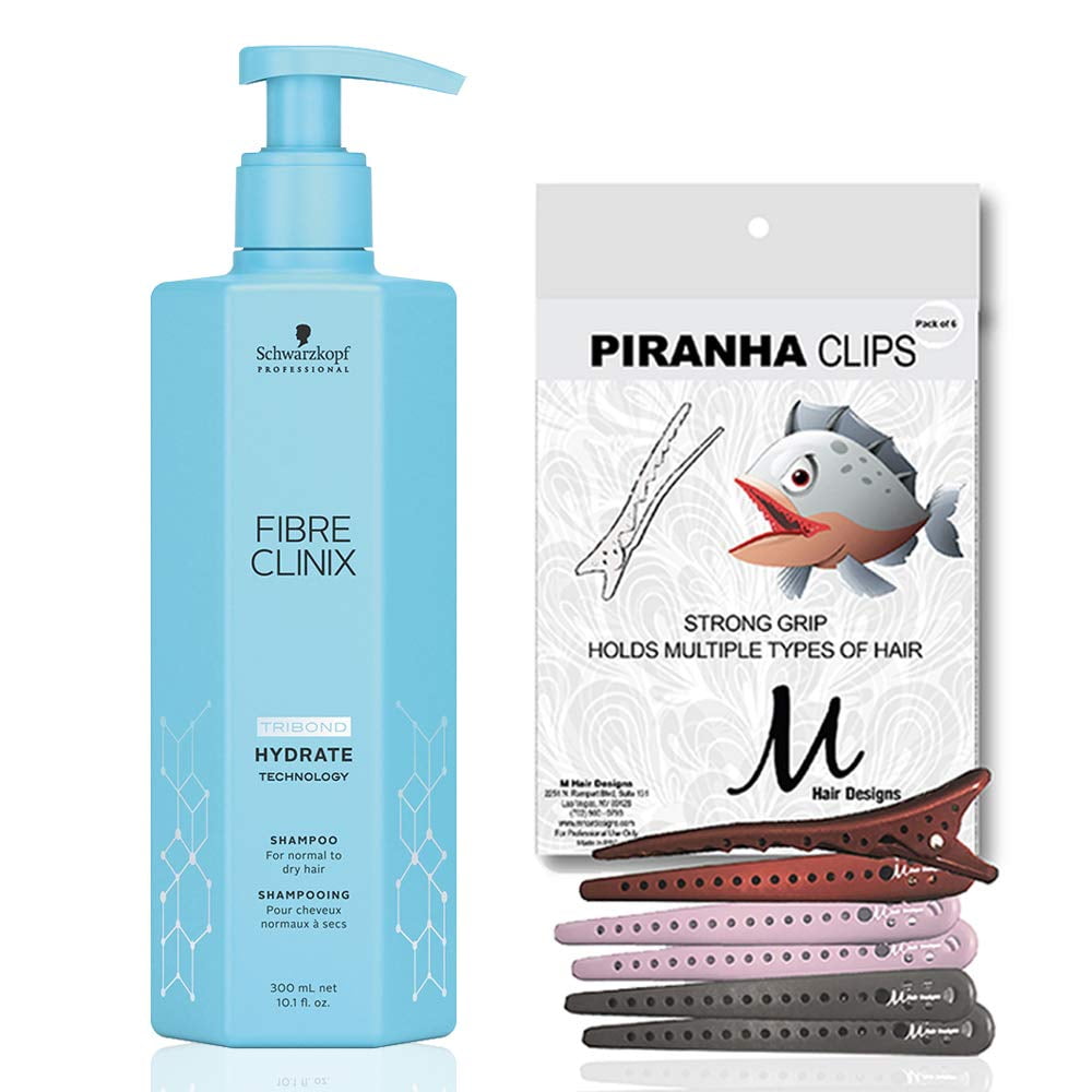 Fibre Clinix Tribond Hydrate Shampoo 10.1 oz and M Hair Designs Piranha ...