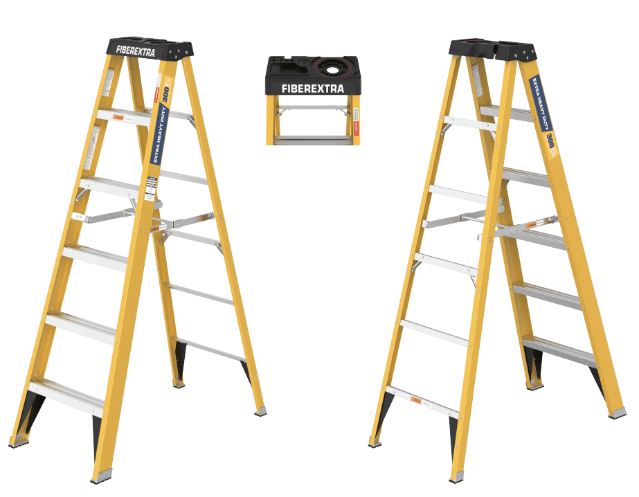 Fibreglass Double-Sided Step Ladder, 6 Steps Ladder, Foldable Ladder ...