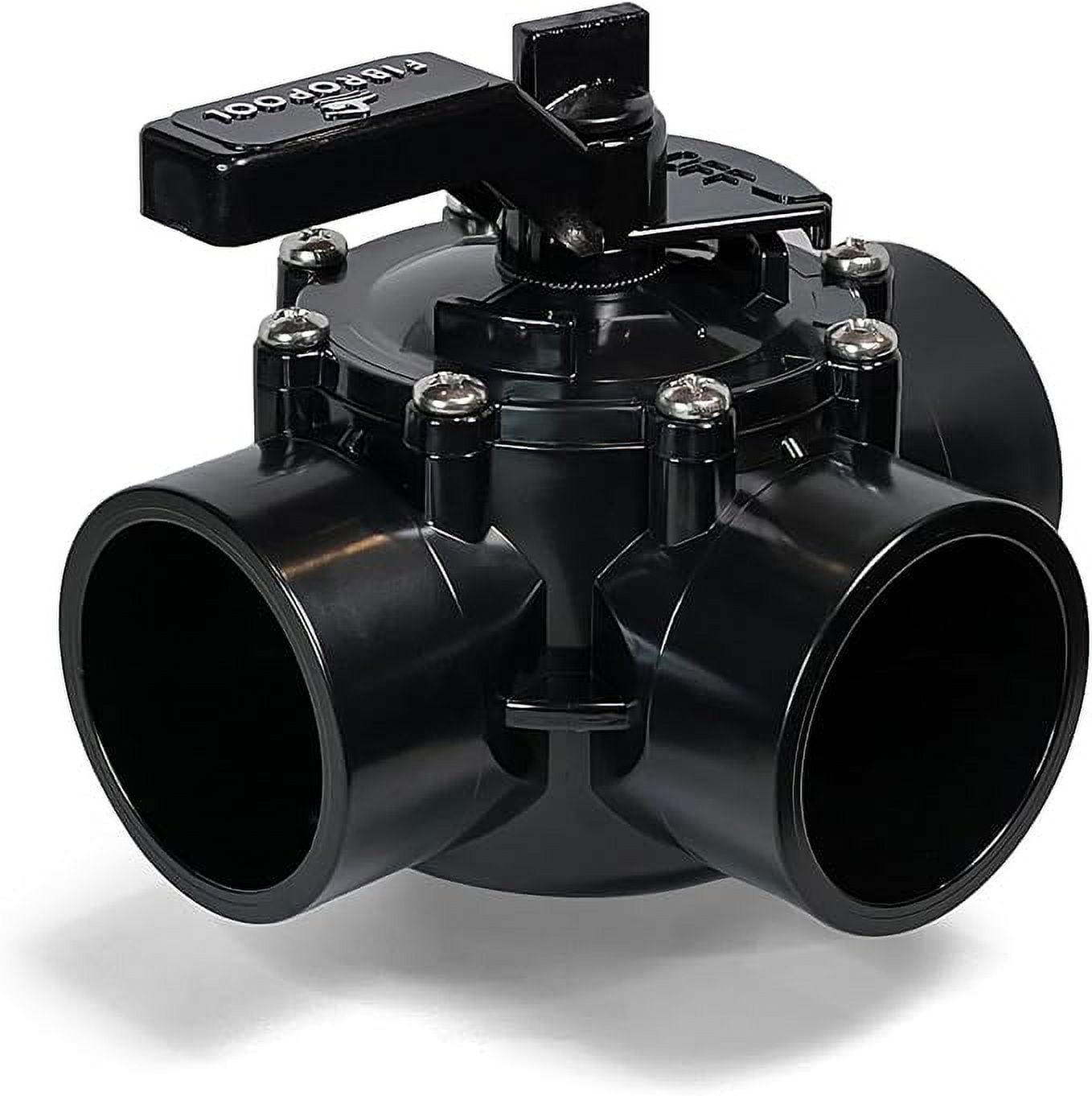 FibroPool Swimming Pool Diverter Valve - 1 1/2 Inch - 3 Way - Positive Seal & Non Lube ...
