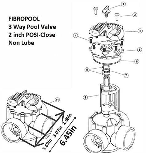 FibroPool Swimming Pool Diverter Valve - 2 Inch - 3 Way - Positive Seal & Non Lube Replacement ...