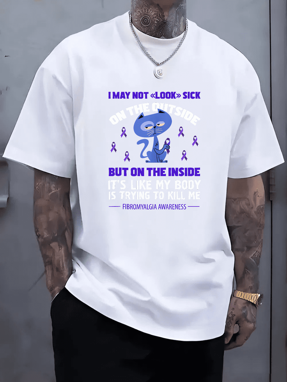 Fibromyalgia Awareness Purple Ribbon Warrior Strong Support Gift ...