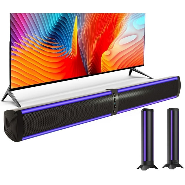 Ficcug 25in Sound Bars with 6 Built-in Speakers, 20W, Bluetooth, RCA ...