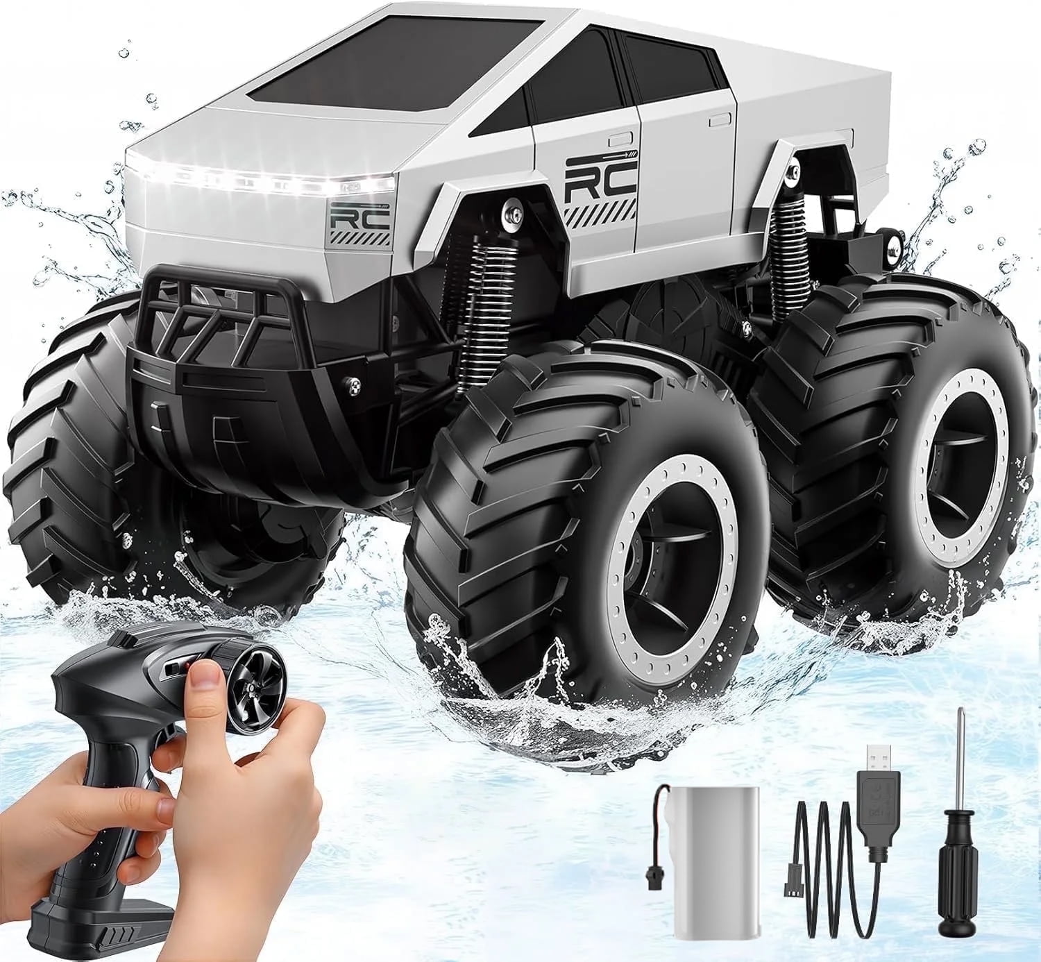 Ficcug Remote Control Cars for Kids,2 in 1 Land Water RC Cars Toy,1:16 ...