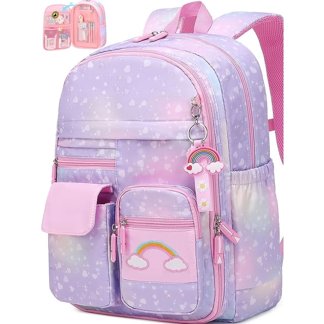 Ficcug First-Third Grade School Bag Backpacks for Girls, Elementary ...