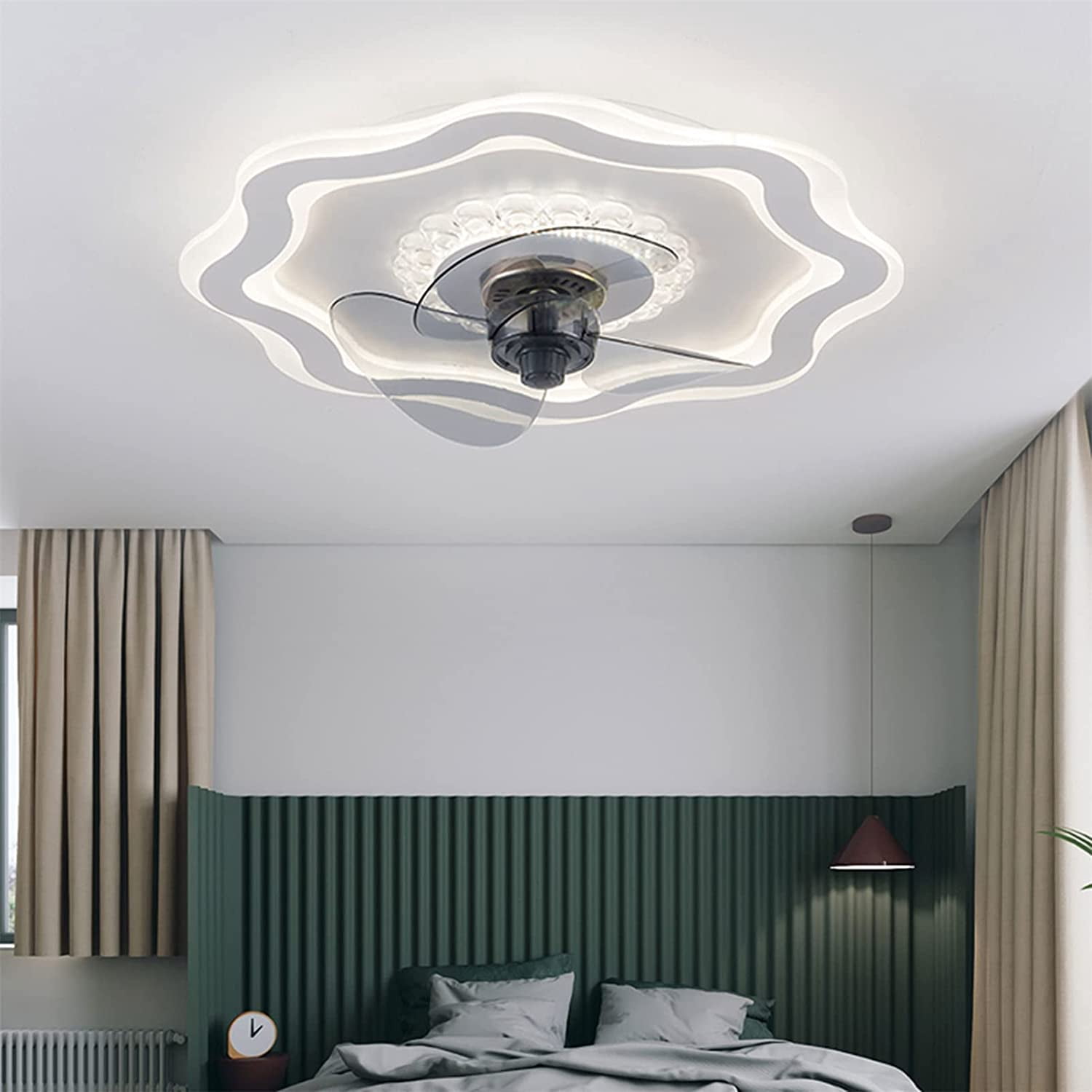 Fichiouy 19" Ceiling Fan Light LED Lamp Dimmable Flower Shape ...