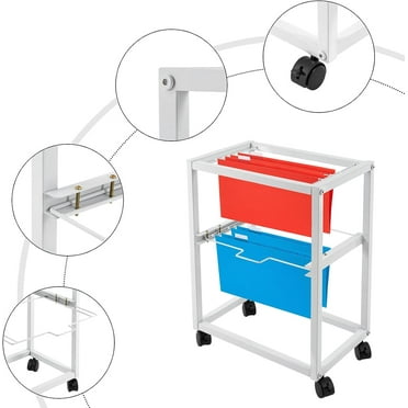 Ktaxon Single Tier Metal Rolling Mobile File Cart 23.6 x 12.6 x 18 ...