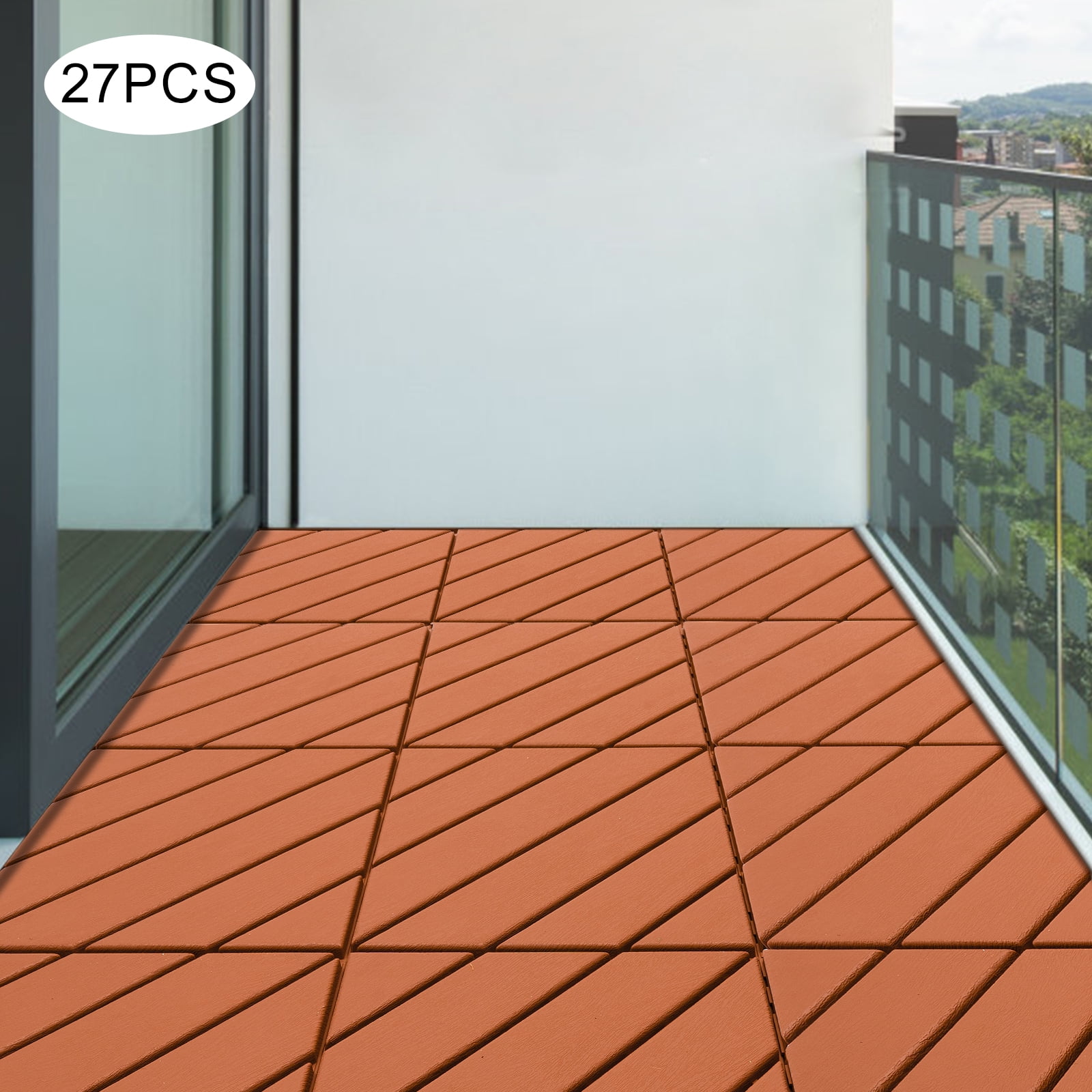 Fichiouy 27 Pcs Plastic Composite Interlocking Deck Tiles Decking ...