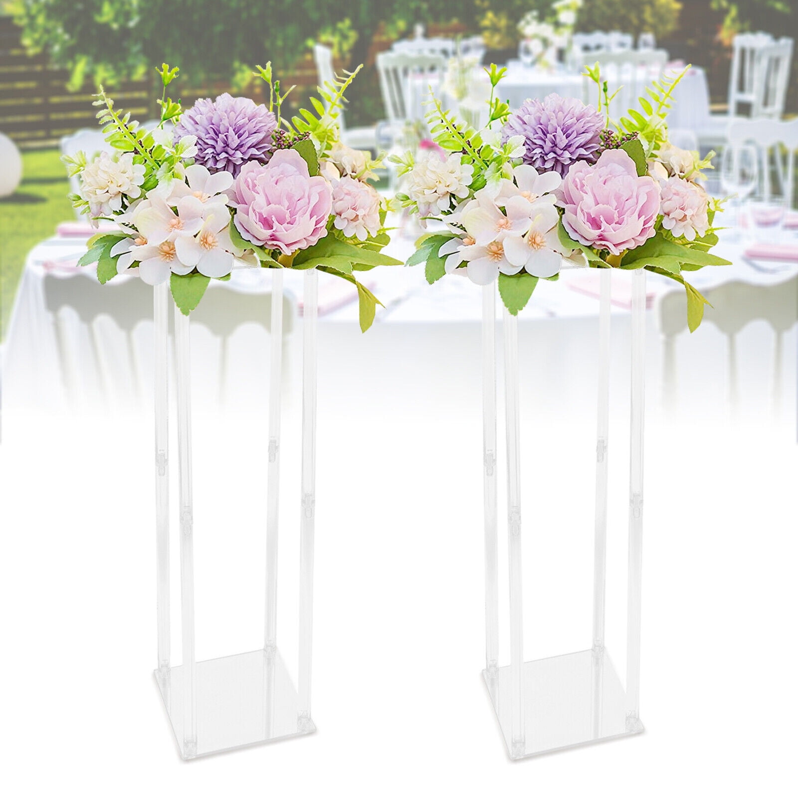 Fichiouy 2Pcs Acrylic Flower Stand Garlands Bouquets Display Stand ...