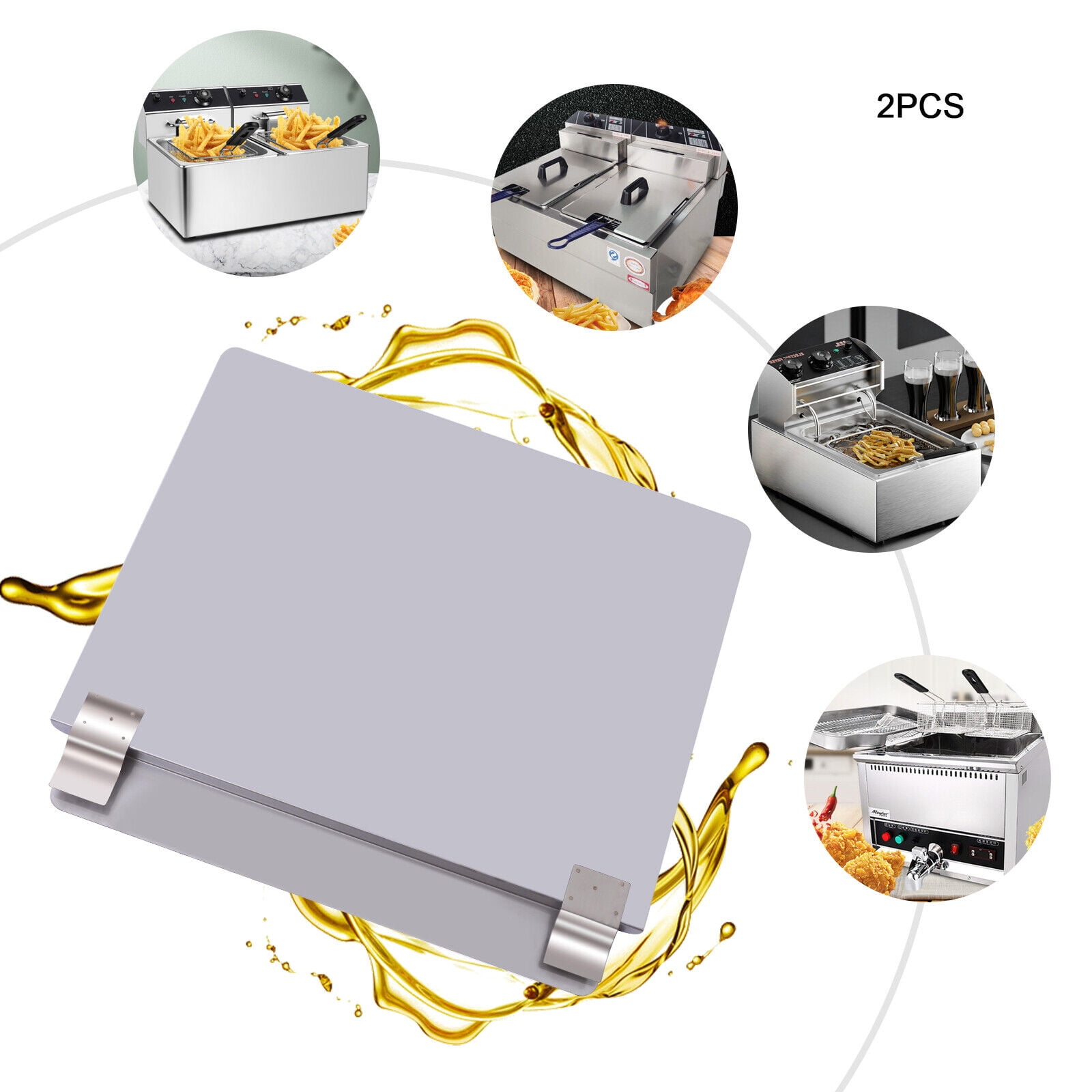 Fichiouy 2Pcs Stainless Steel Deep Fryer Splash Guard Industrial 800 ...