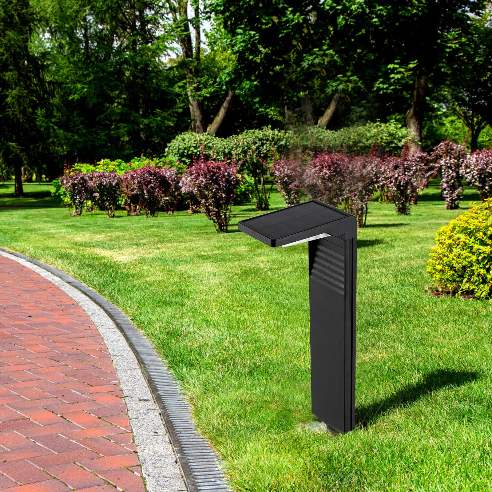 Fichiouy 2W Modern Rectangular Solar Power LED Lawn Light Lighting Path ...