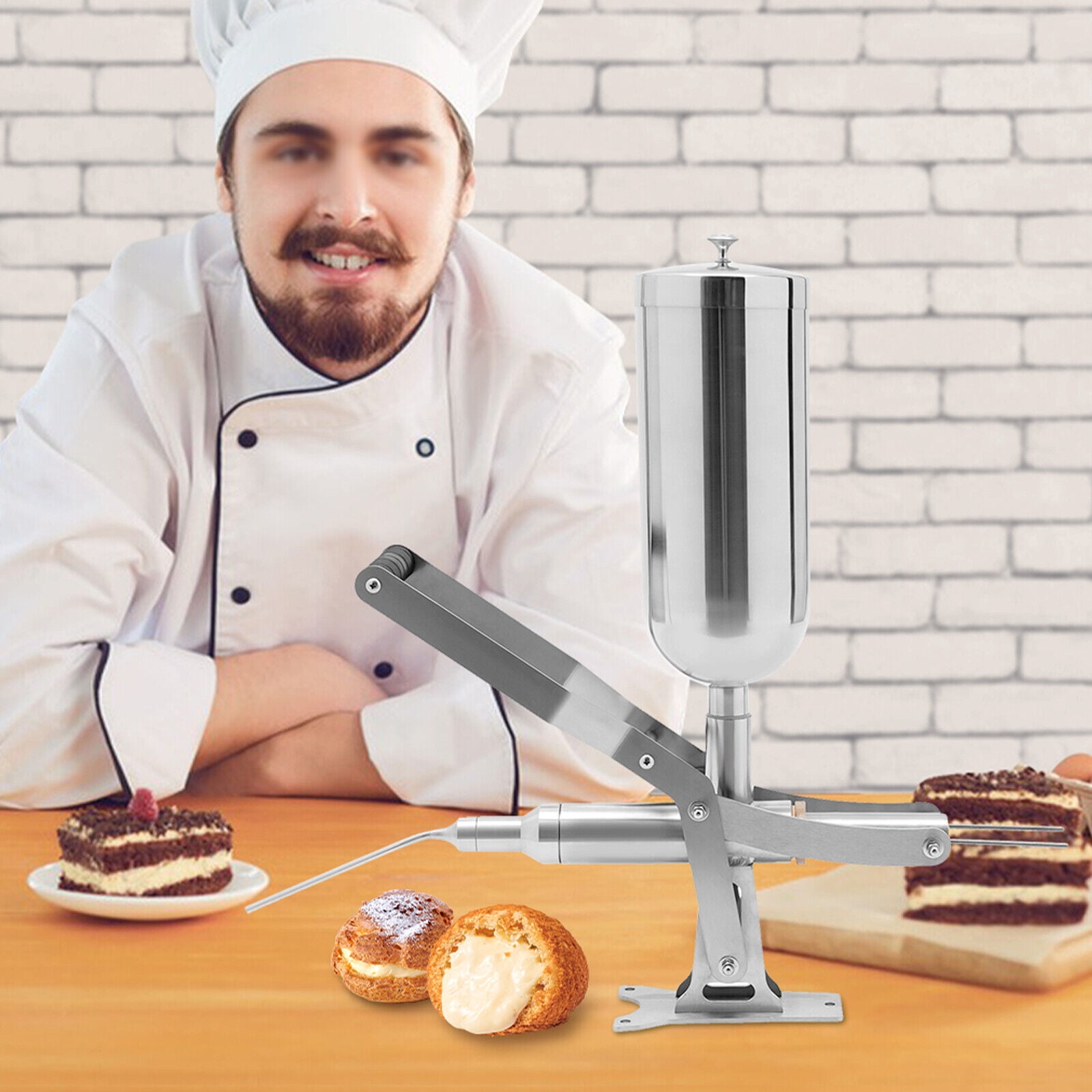 Fichiouy 5.28 Quarts Capacity Manual Churros Filler Doughnut Baking ...