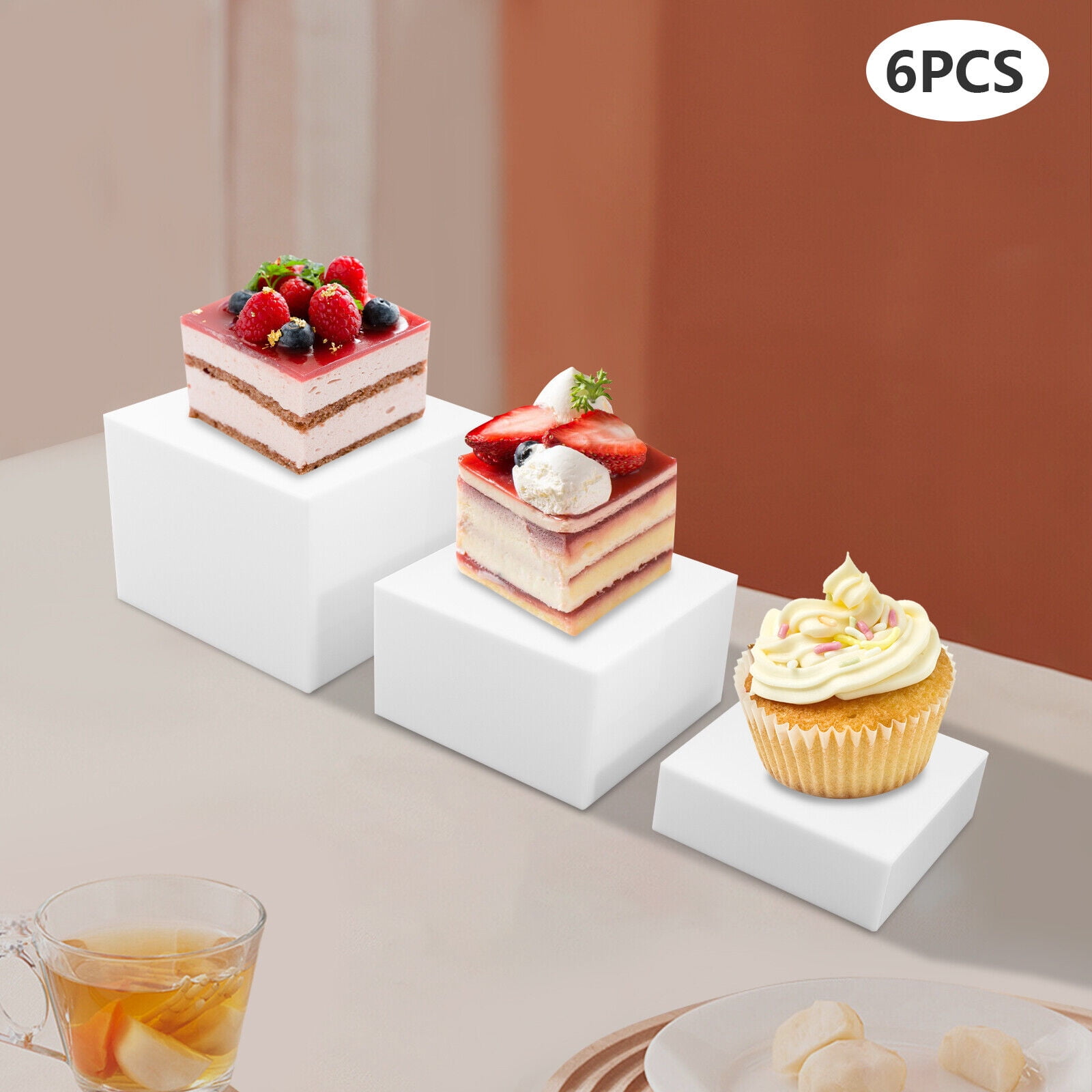 Fichiouy 6 Pcs Display Acrylic Cube Boxes Display Stands with Hollow ...