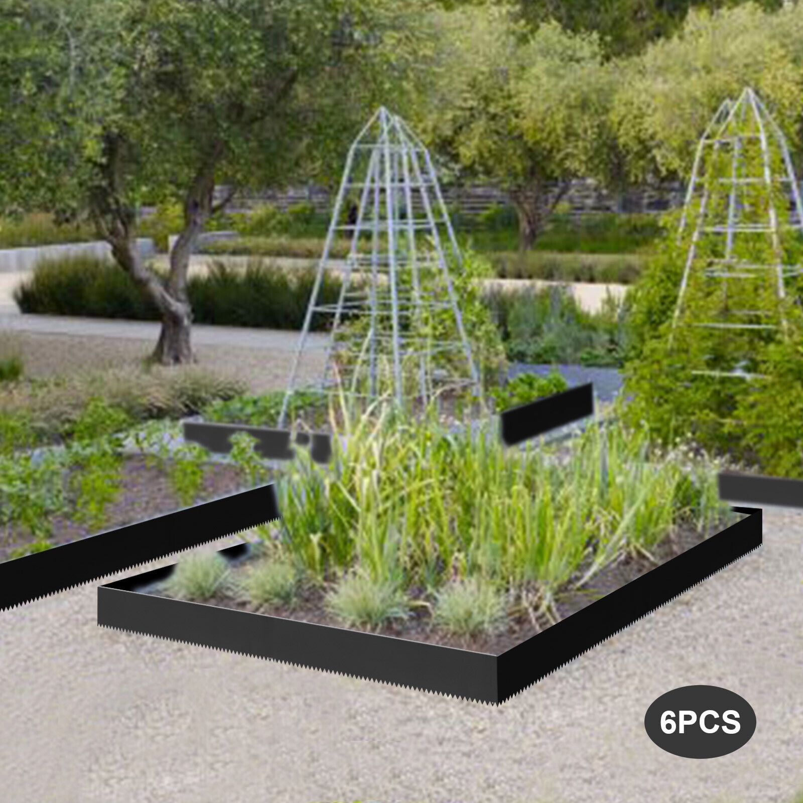 Fichiouy 6Pcs 40x8" Landscape Edging Garden Black Border Heavy Duty ...