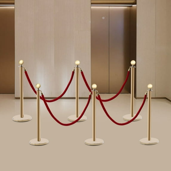 Fichiouy 6Pcs Crowd Control Barrier Metal Base Gold Stanchion Post with ...