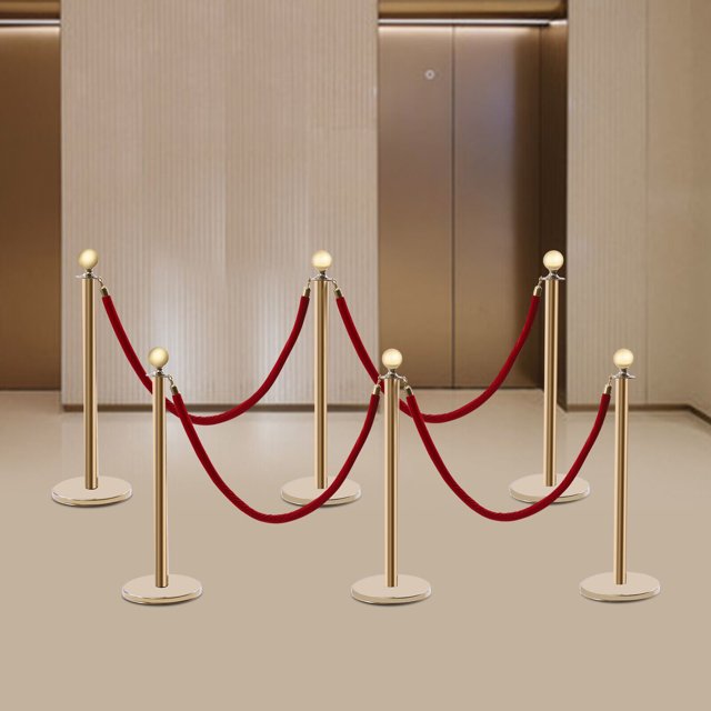 Fichiouy 6Pcs Crowd Control Barrier Metal Base Gold Stanchion Post with ...