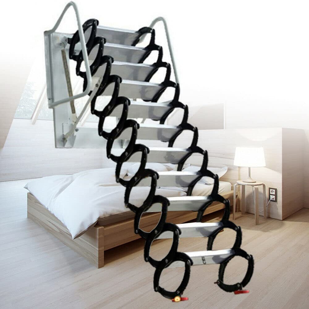 Fichiouy Al-Mg Portable Wall Mounted Expansion Folding Step Loft Stairs ...