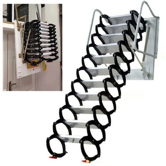 Fichiouy Al-Mg Portable Wall Mounted Expansion Folding Step Loft Stairs ...
