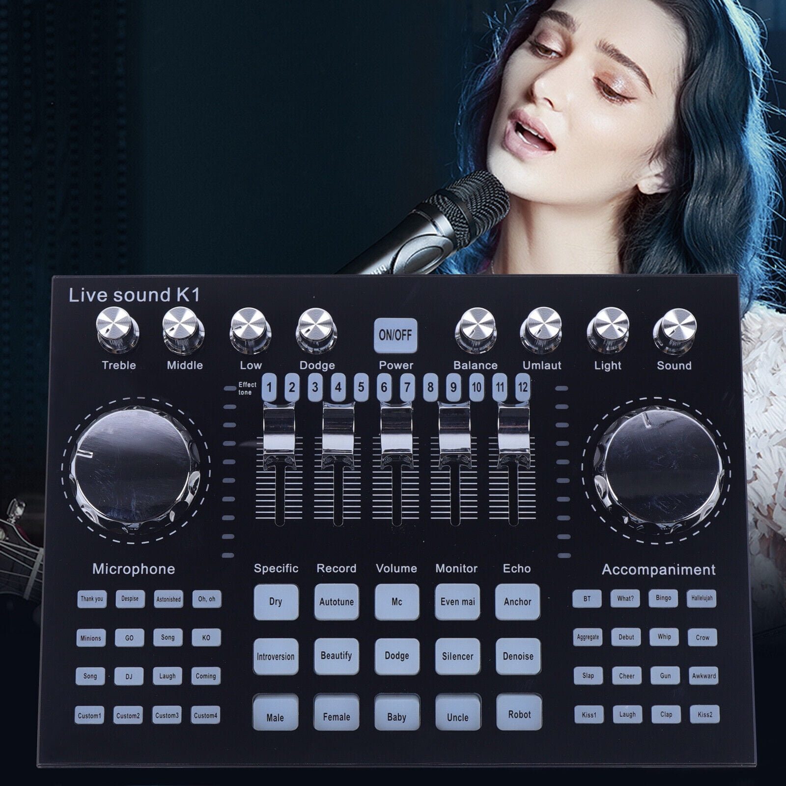 Fichiouy Audio Mixer Bluetooth USB DJ Sound Mixing Console Amplifier ...